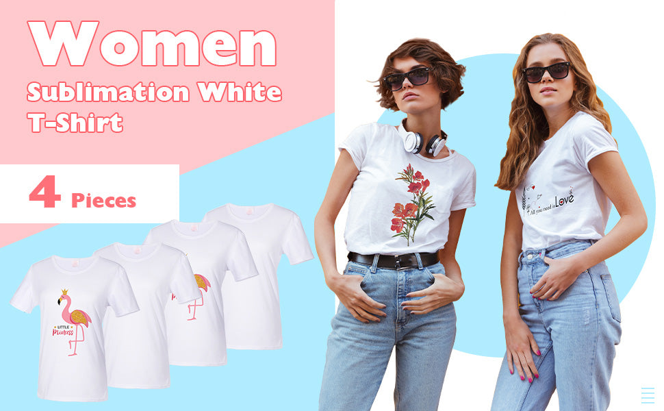 Women Sublimation Blank T-Shirt Basic White Polyester T-shirts – Amon ...